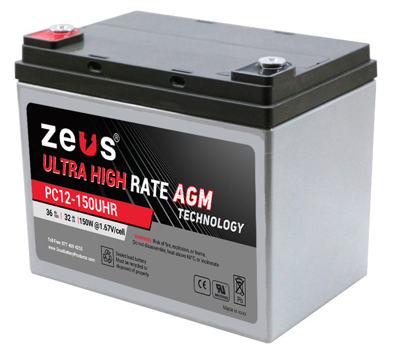 Zeus Battery PC12-150UHR - 12V 35.8AH Ultra High Rate SLA Battery ...