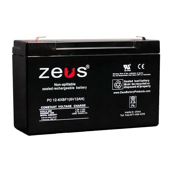 Zeus Battery PC12-6XBF1 - 6V 12AH SLA Battery — Battery Wholesale